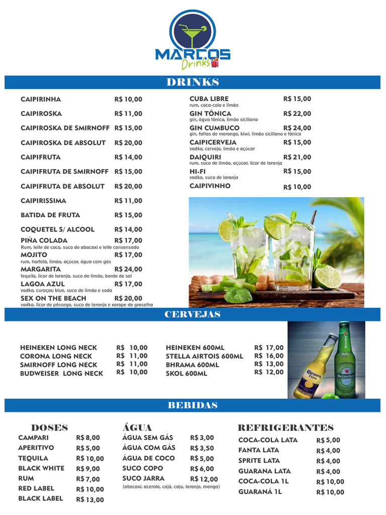 Marcos Drink | PDF | Coquetéis | Bebidas destiladas