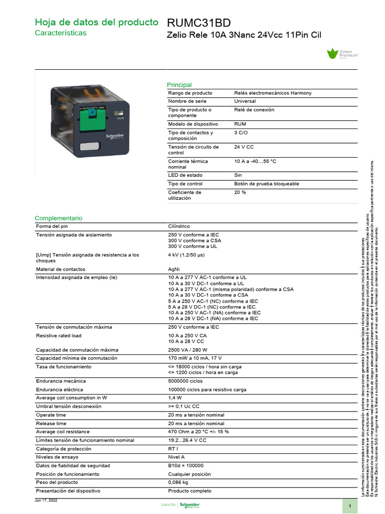 RUMC31BD | PDF | Relé | Ingenieria Eléctrica