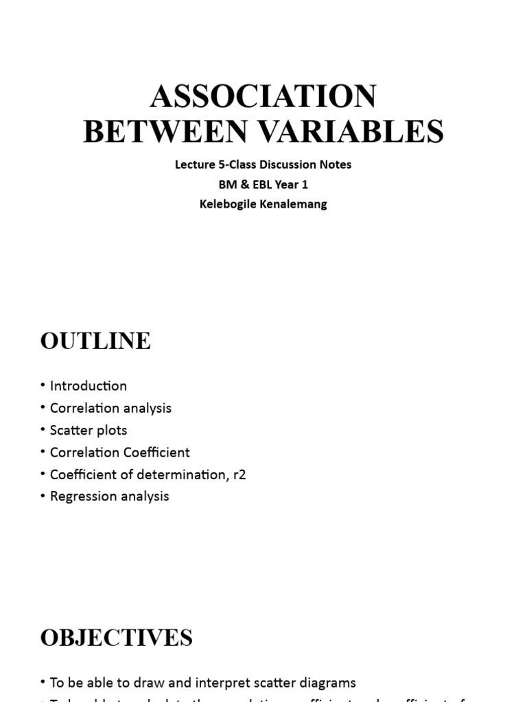 Lecture 5 Association Between Variables 1 Pdf Regression Analysis Linear Regression