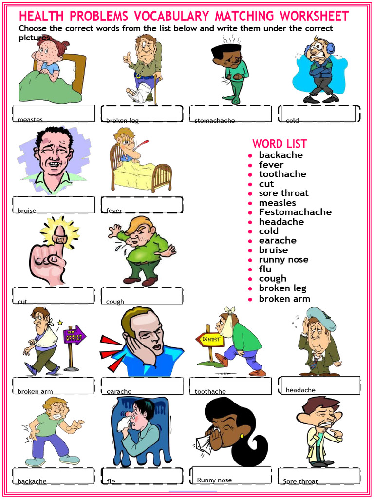 Vocabulary Healt Problems | PDF | Health Sciences | Diseases And Disorders