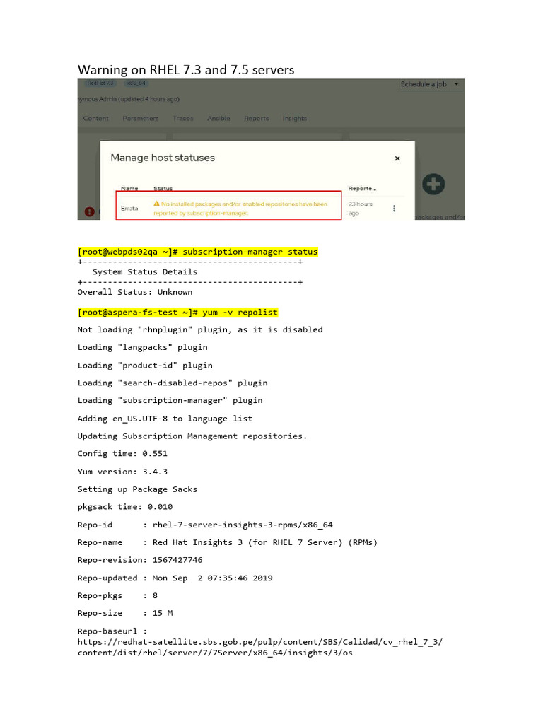 Warning On RHEL 7.3 and 7.5 Servers | PDF | Software | Software Engineering