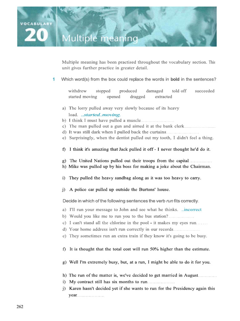 Multiple Meaning Vocab Unit 20 | PDF