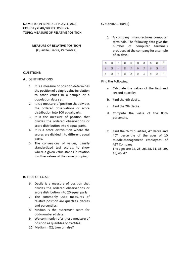 23. Avellana,John Benedict - Measure of Relative Position(questions and ...