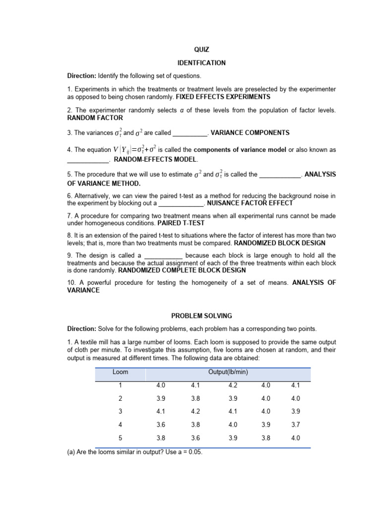 Statistics & Experiment Design Quiz | PDF | Student's T Test | Experiment