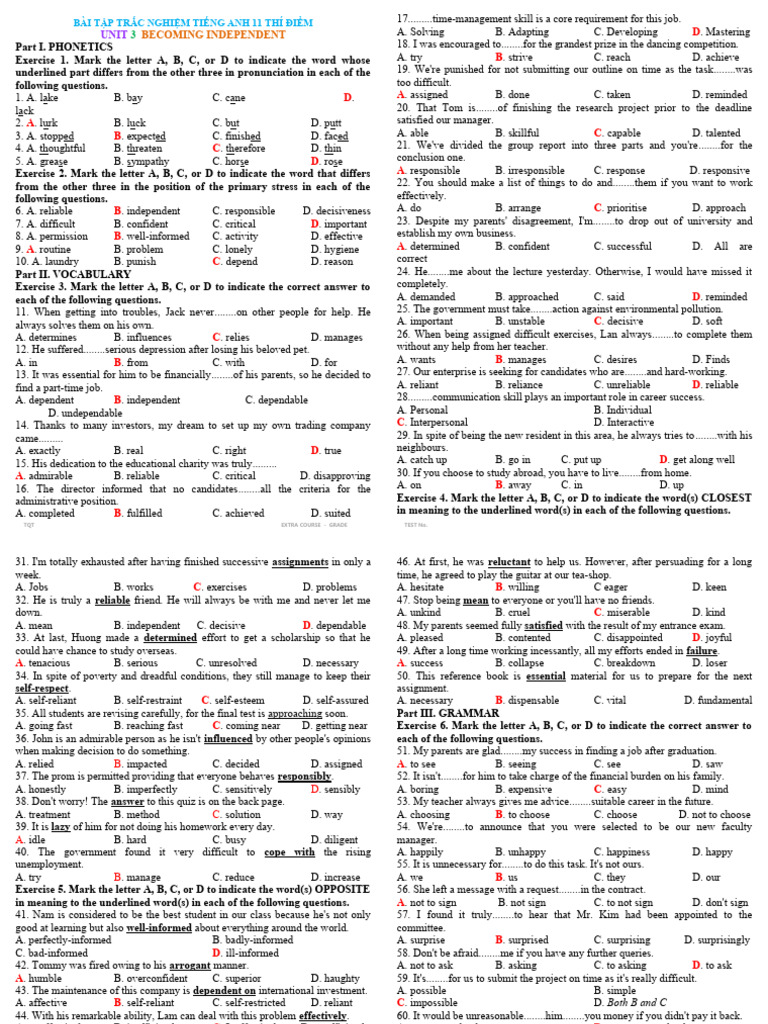 Tieng Anh 11 Sach Moi Unit3 | PDF | Waldorf Education | Teachers