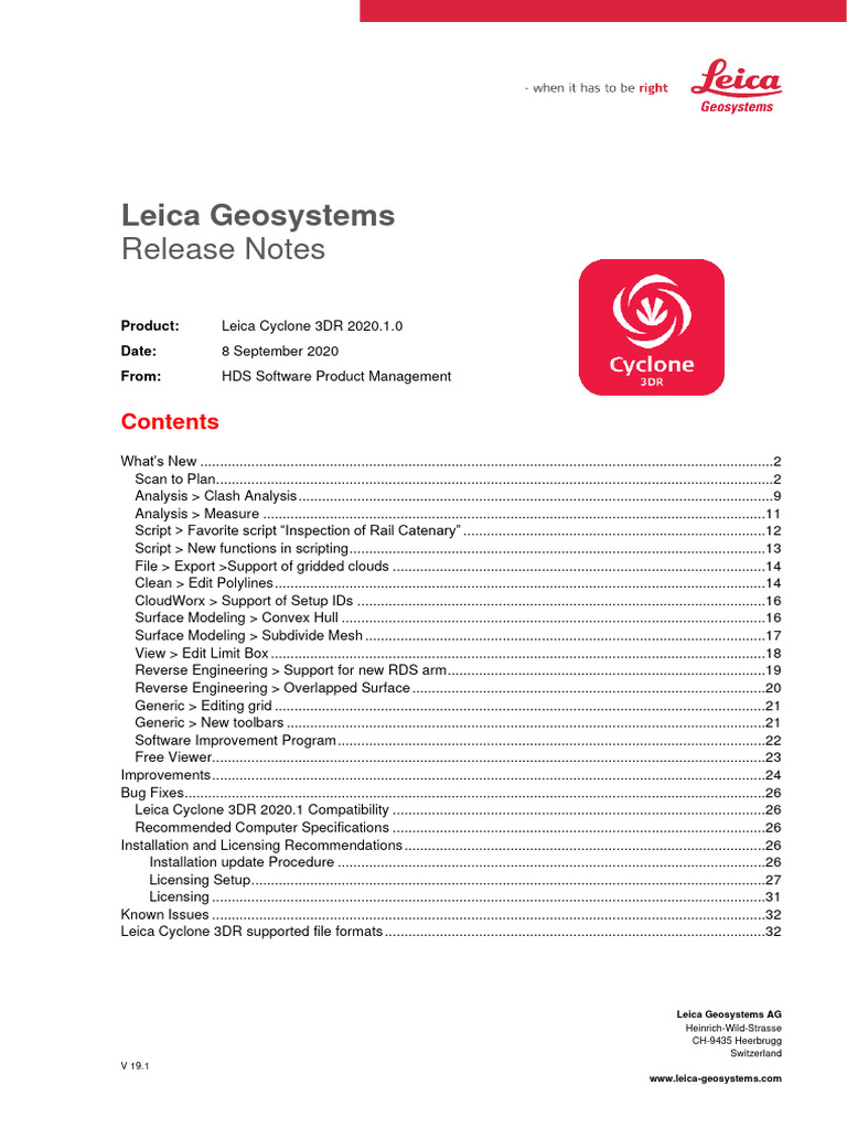 Leica Cyclone 3DR 2020.1 Release Notes | PDF | Auto Cad | Computer File