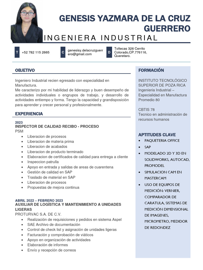 CV - Genesis Yazmara de La Cruz Guerrero-1 | Descargar gratis PDF ...