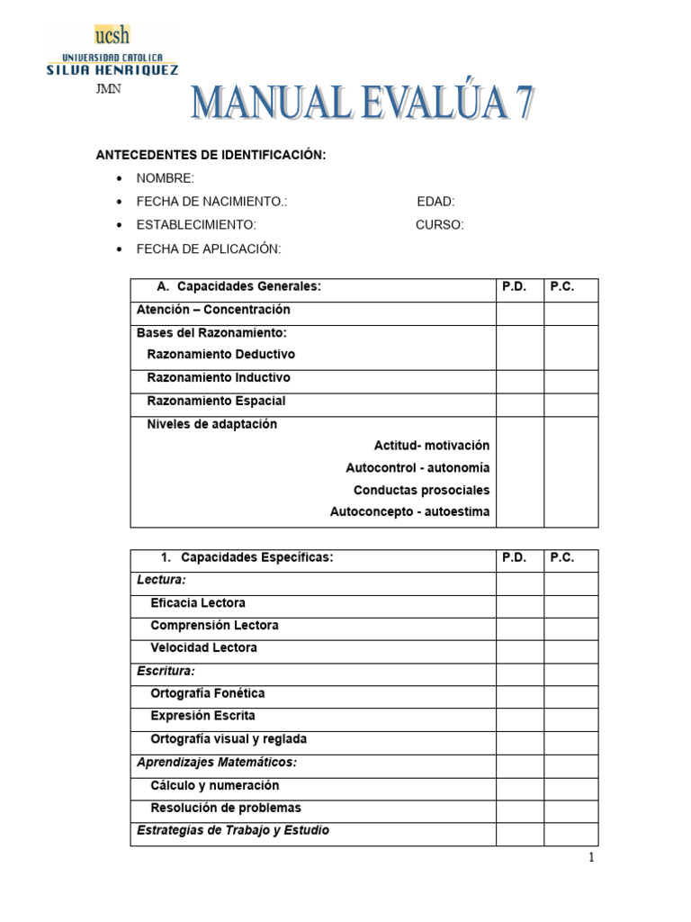 Manual Evalua 7 | PDF | Ortografía | Razonamiento deductivo