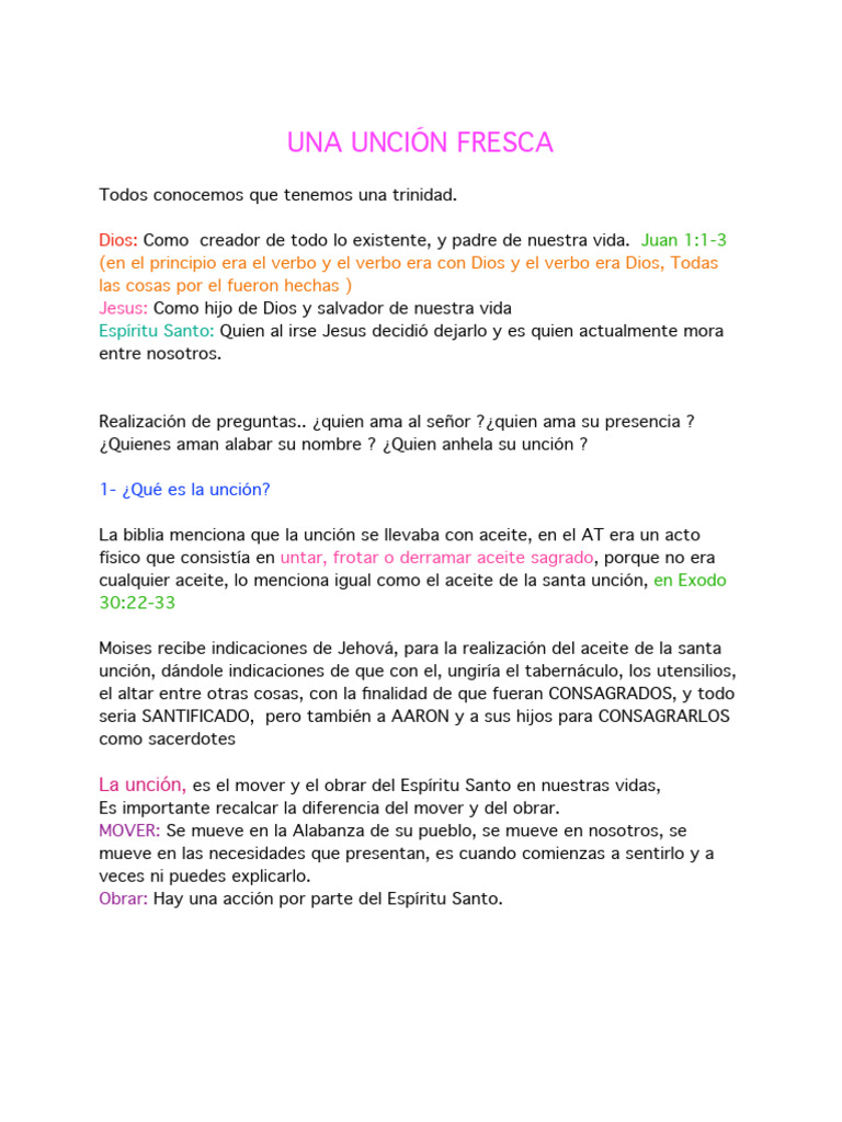 Una Unción Fresca PDF | PDF | La unción | Saulo