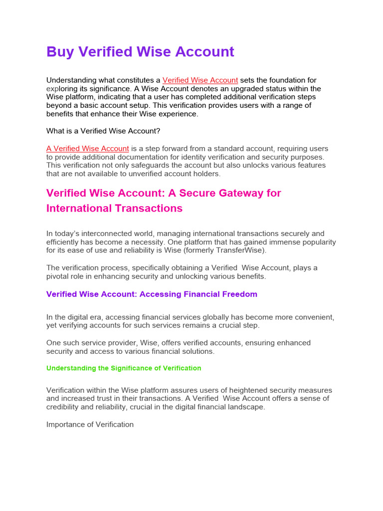 Wise Account | PDF | Authentication | Computer Security