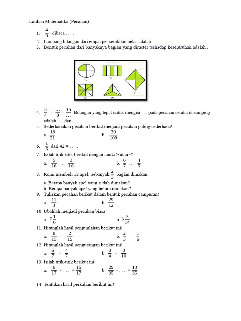 Latihan Matematik Pecahan | PDF