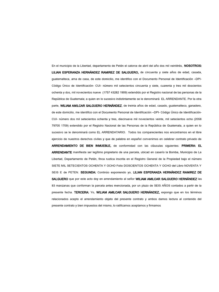 Contrato Documento Privado | PDF | Guatemala | Ley común