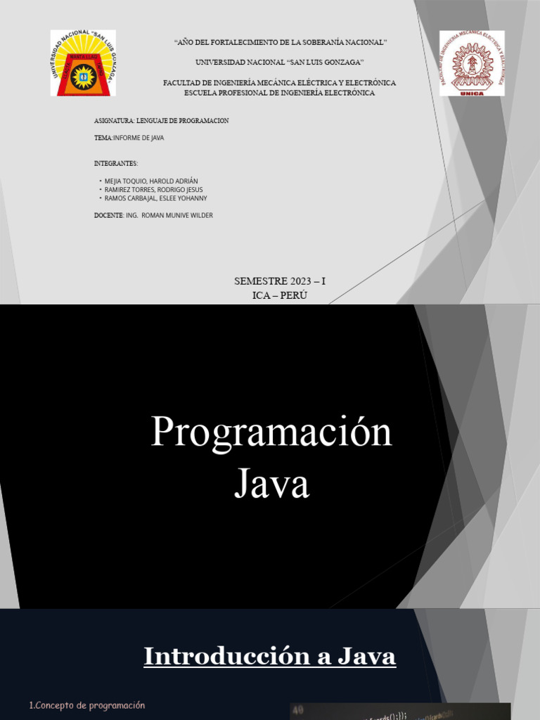 Semestre 2023 - I Ica - Perú | PDF | máquina virtual de Java | Java (lenguaje de programación)
