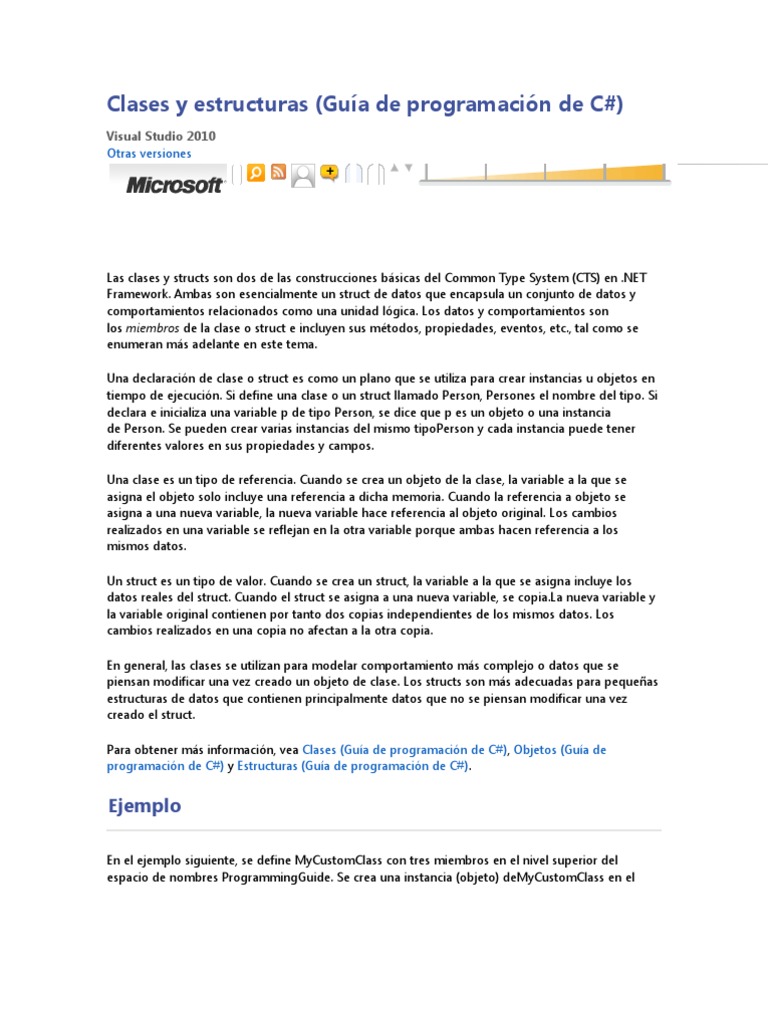 Clases y Estructuras en C# | PDF | Objeto (informática) | C Sharp (lenguaje de programación)
