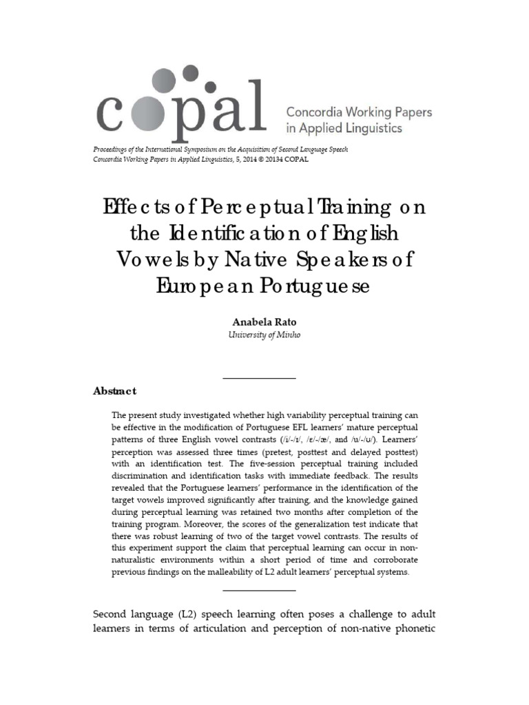 Rato, A. (2014) - Effects of Perceptual Training On The Identification of English Vowels by ...