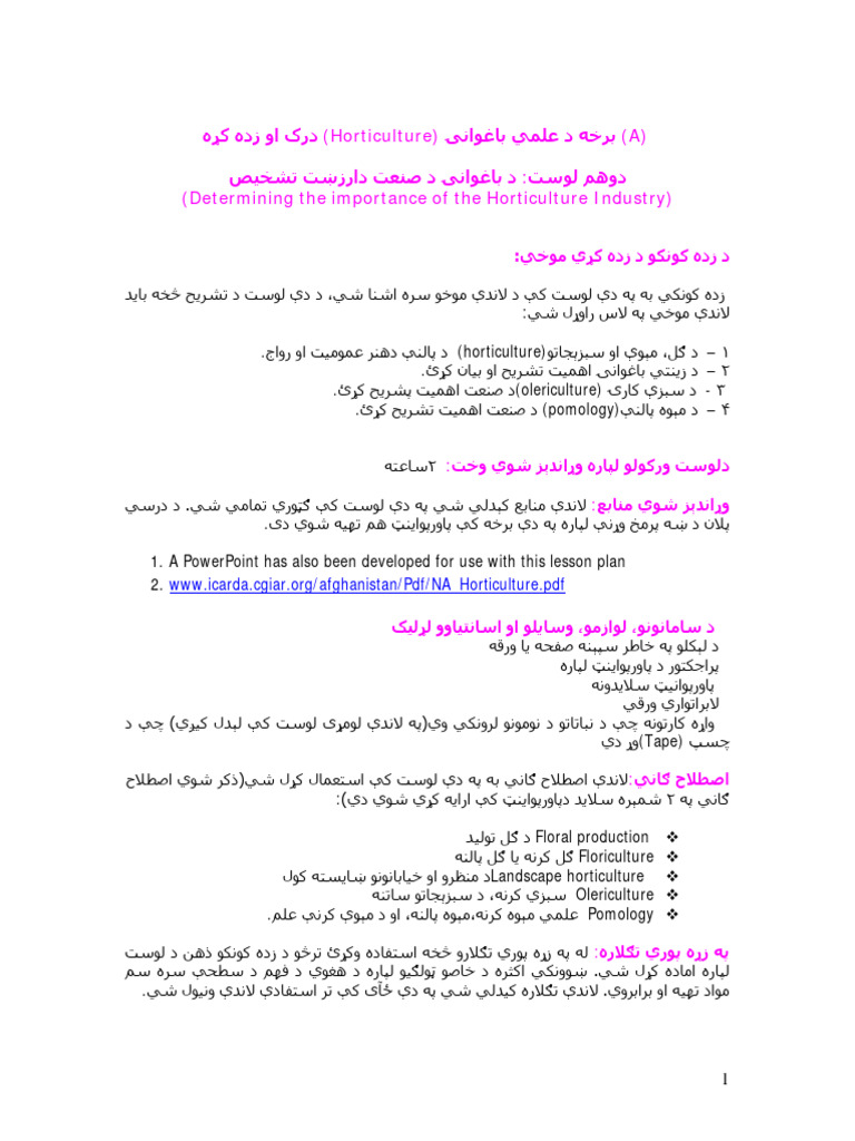 Ed Hort Afg Purdue Unita Lesson2 Importance Hort | PDF | Horticulture | Botany