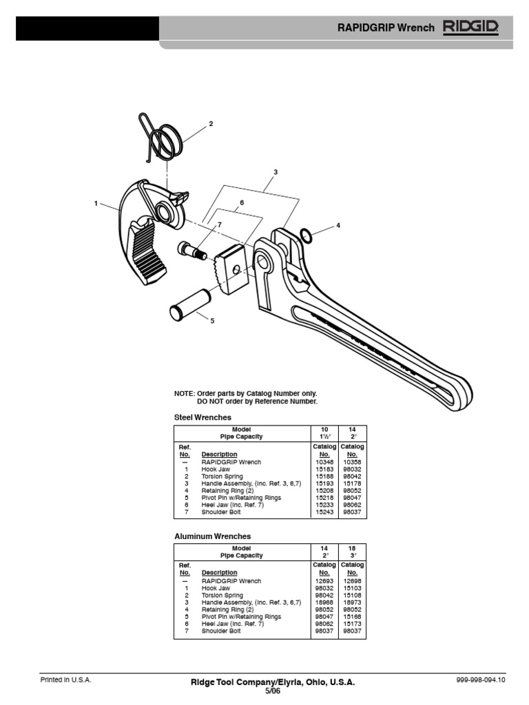 RapidGrip Wrench Parts Catalog | PDF | Tools | Manufactured Goods