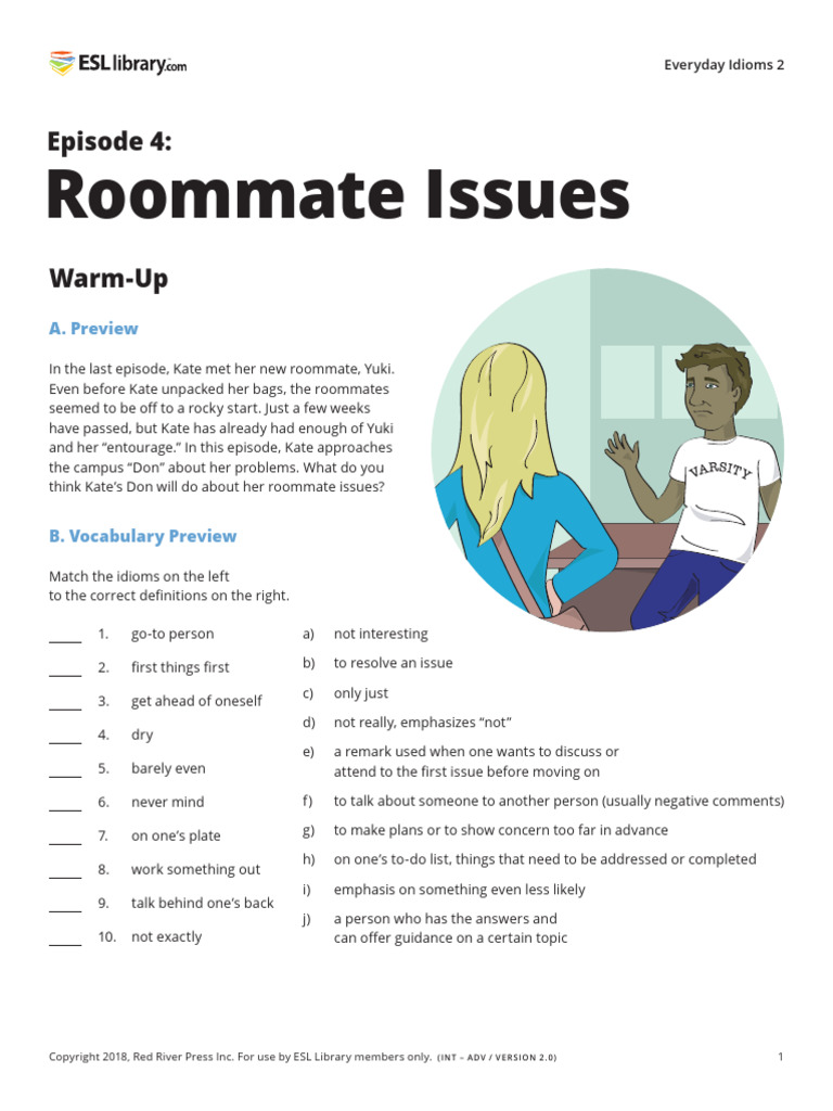 78 04 Roommate Issues Us Pdf English Language Human Communication