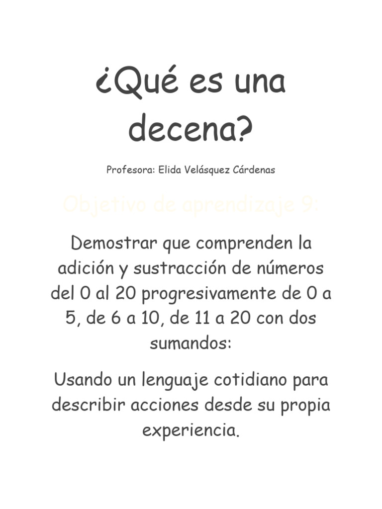 Que Es Una Decena | PDF