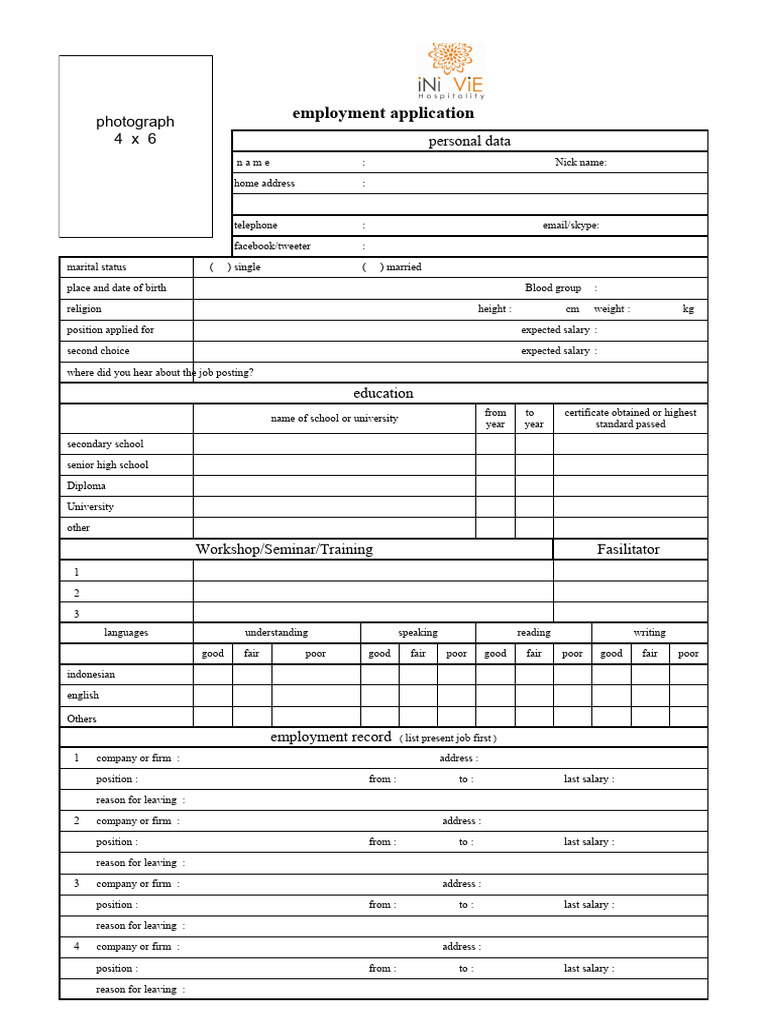 Comprehensive Employment Application Form | PDF