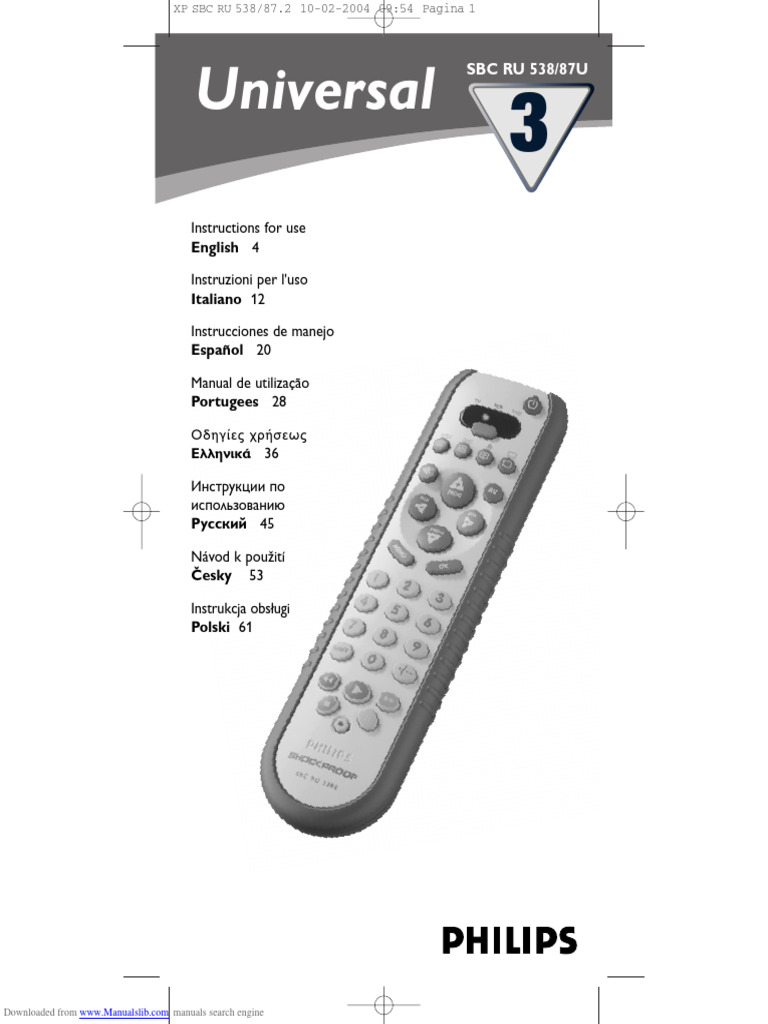 Mando Univerlal - Phillips BC - Ru - 538 | PDF | Remote Control ...