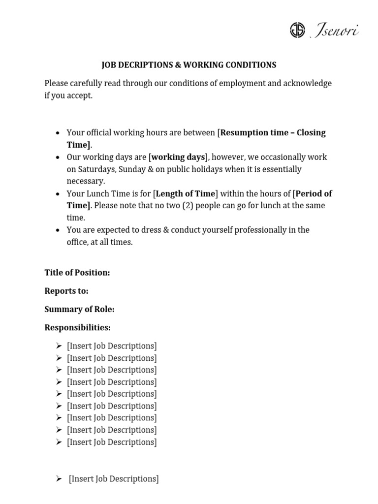 Job Descriptions Templates | PDF