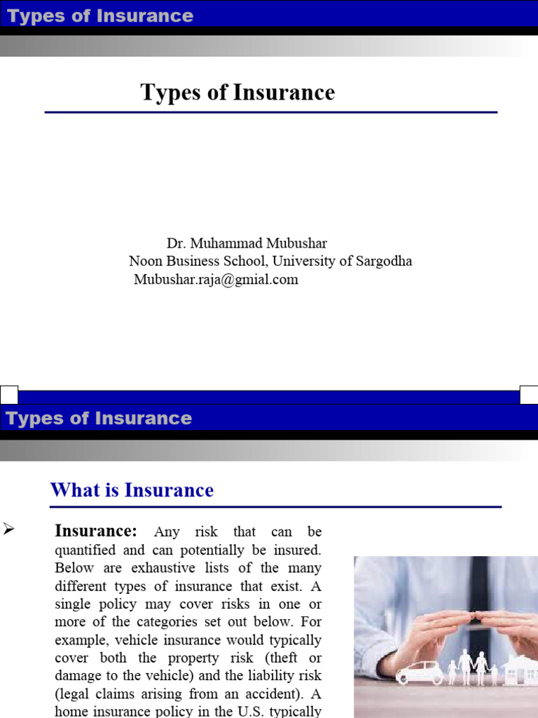 Types of Insurance | PDF | Insurance | Life Insurance