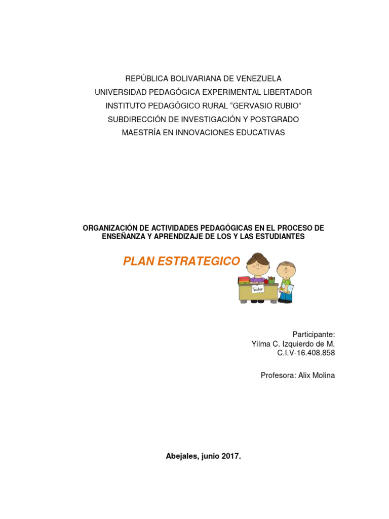 Plan Estratégico Yilma Izquierdo | PDF | Enseñando | Aprendizaje