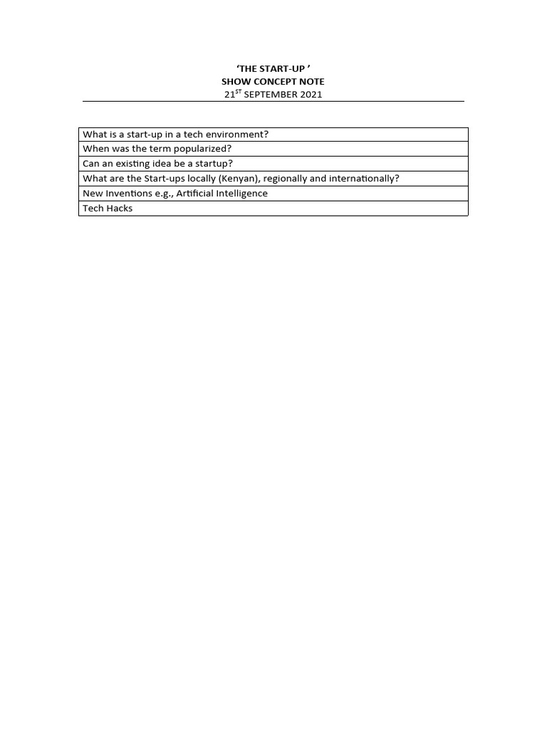Startup Innovations in Tech Series | PDF | Startup Company | Small ...