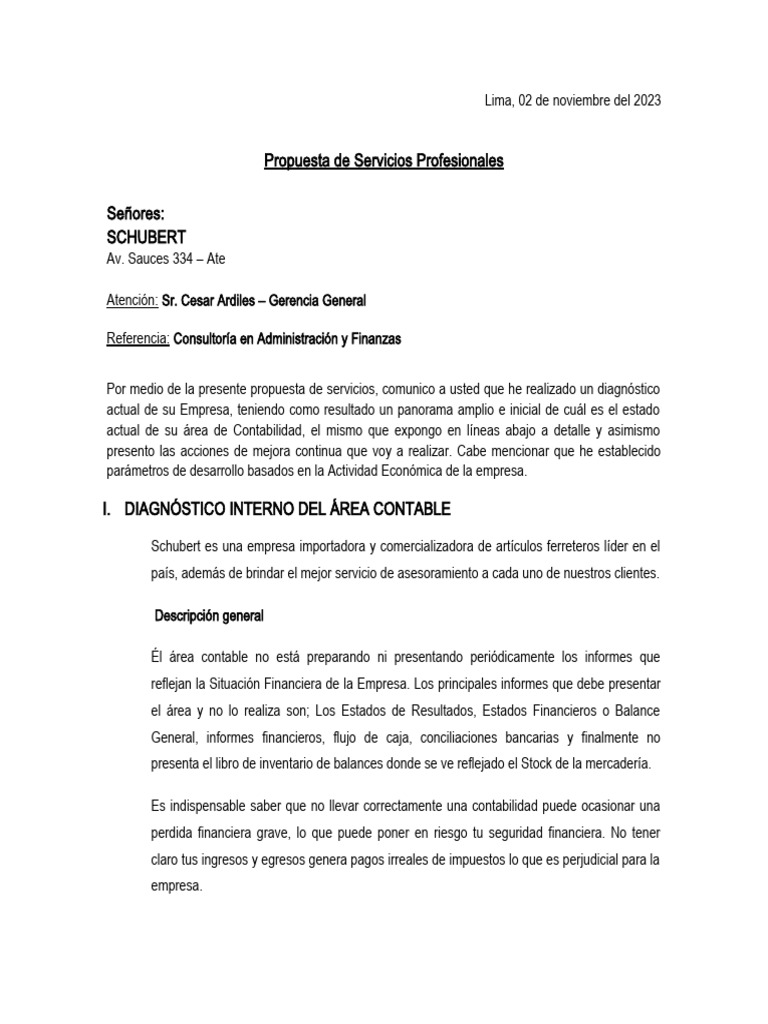 Propuesta de Servicios Profesionales | PDF | Contabilidad | Business
