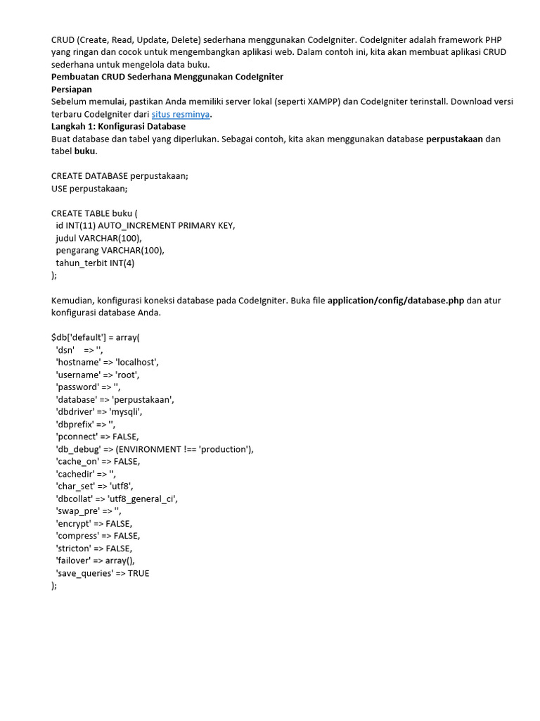 CRUD (Create, Read, Update, Delete) Sederhana Menggunakan CodeIgniter ...