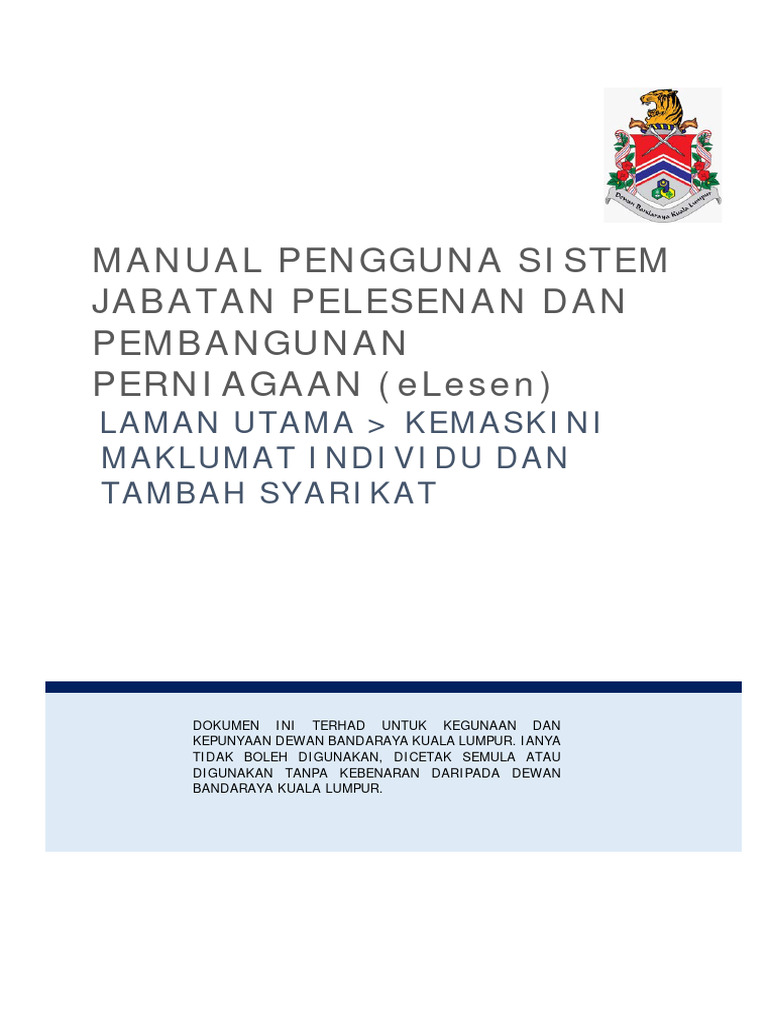 03 - DBKL - Elesen - User Manual - Pengguna Awam - Kemaskini Maklumat ... 03 - DBKL - Elesen - User Manual - Pengguna Awam - Kemaskini Maklumat ...
