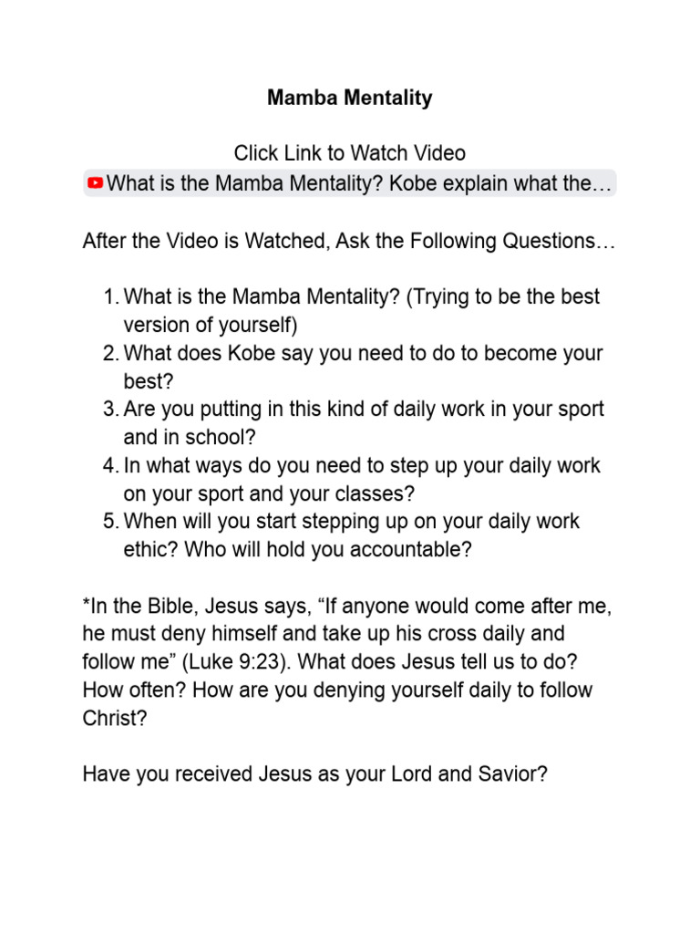 Mamba Mentality | PDF