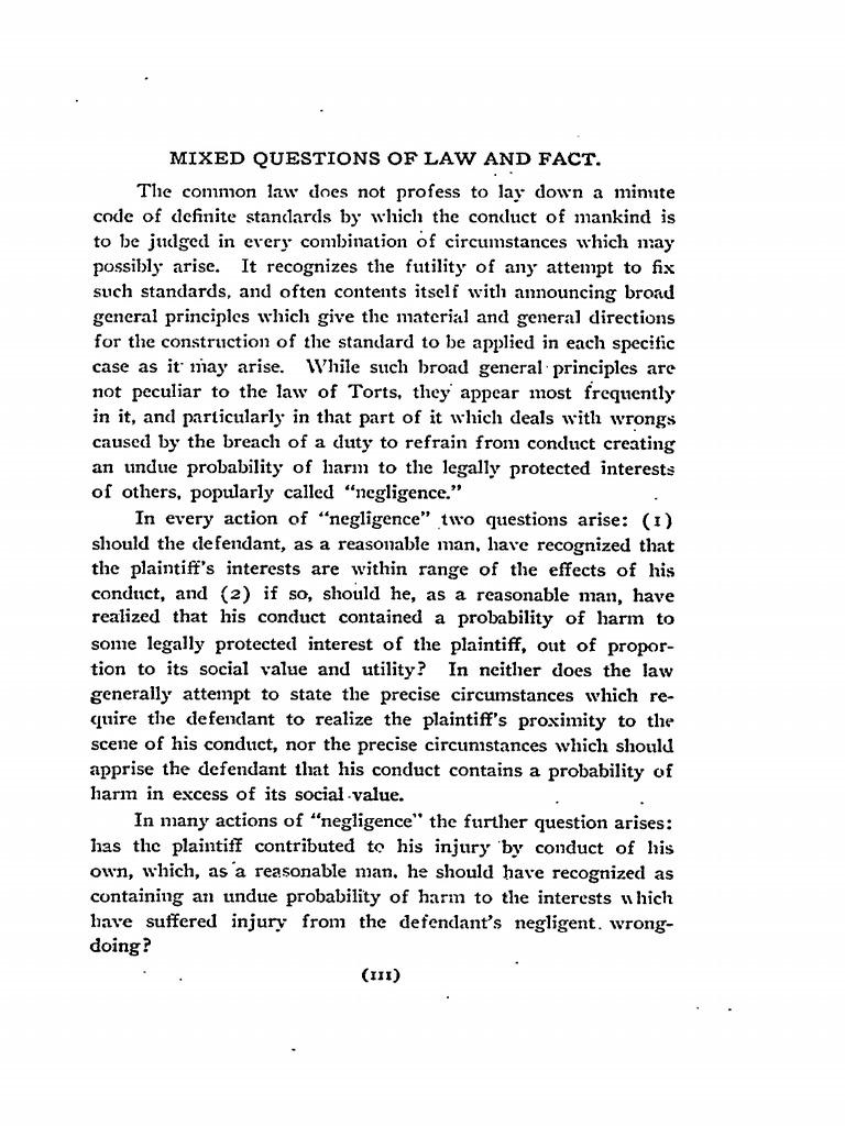 Understanding Mixed Questions in Law | PDF | Negligence | Reasonable Person