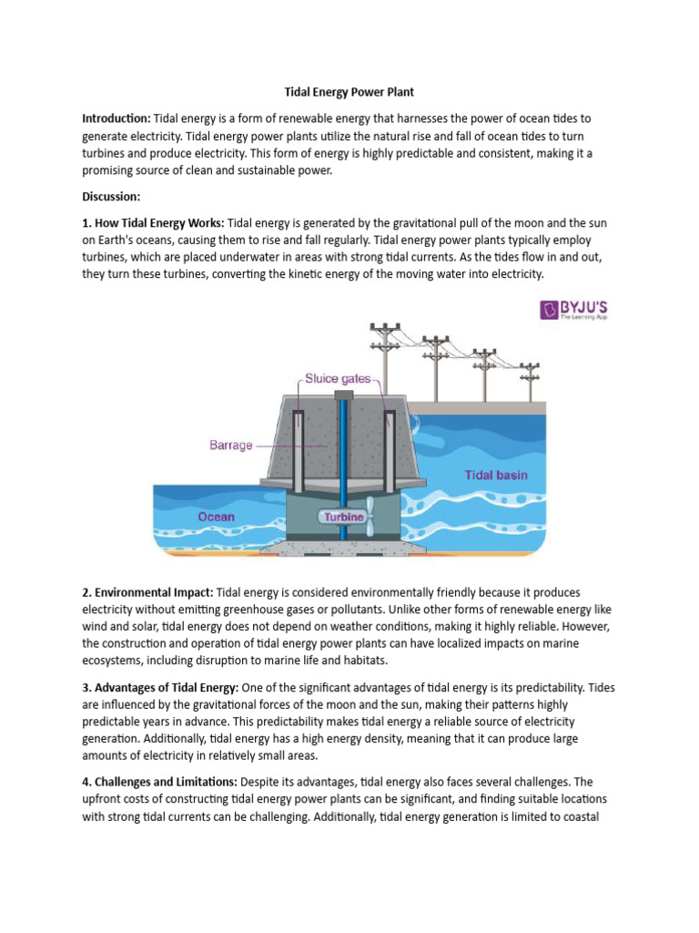 Tidal Energy Power Plant | PDF | Renewable Energy | Power Station