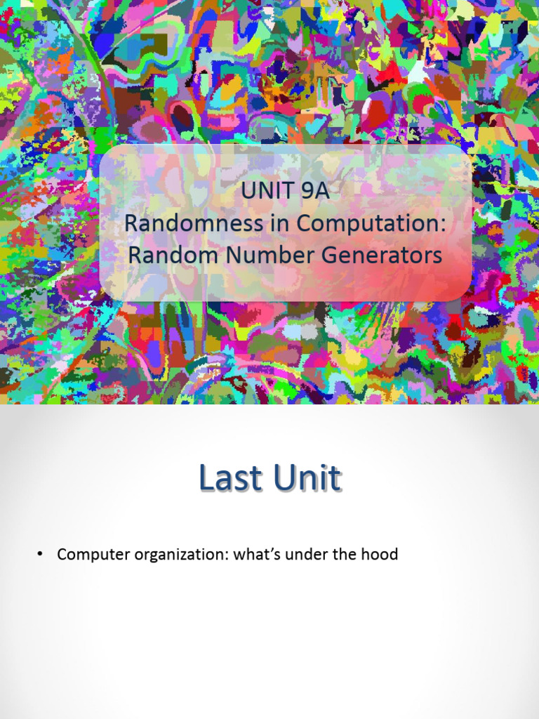 Unit09 1 PRNG | PDF | Randomness | Applied Mathematics
