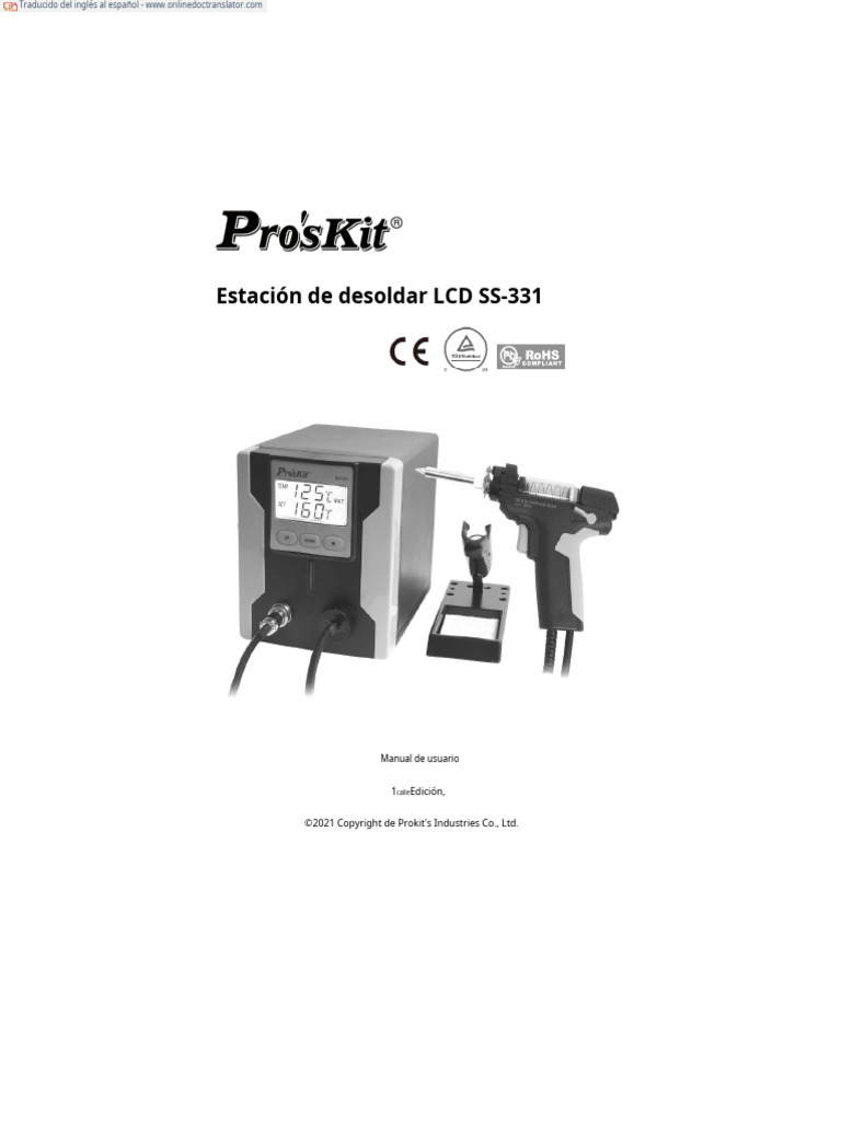 Desoldador Proskit SS 331 | PDF | Electrónica | Soldadura