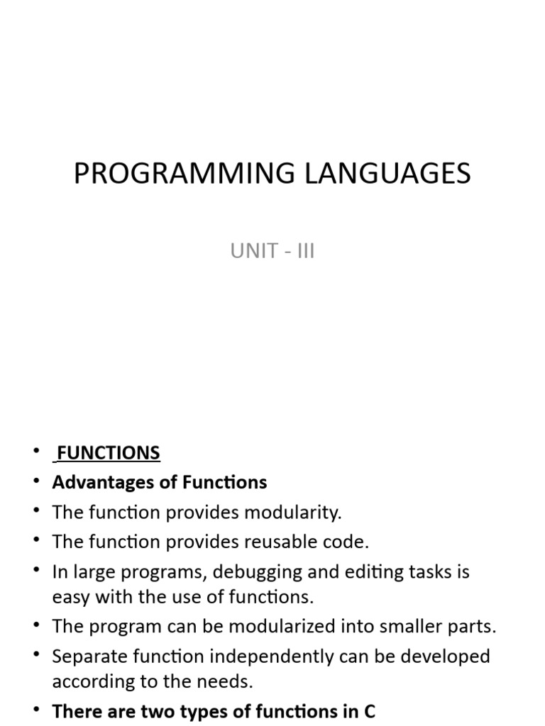 Programming Languages Unit - III | PDF | Computer Science | Software