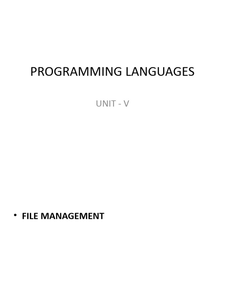 Programming Languages Unit - V | PDF