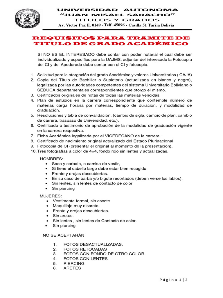 Requisitos para Tramite de Grado Academico | Descargar gratis PDF ... Requisitos para Tramite de Grado Academico | Descargar gratis PDF ...