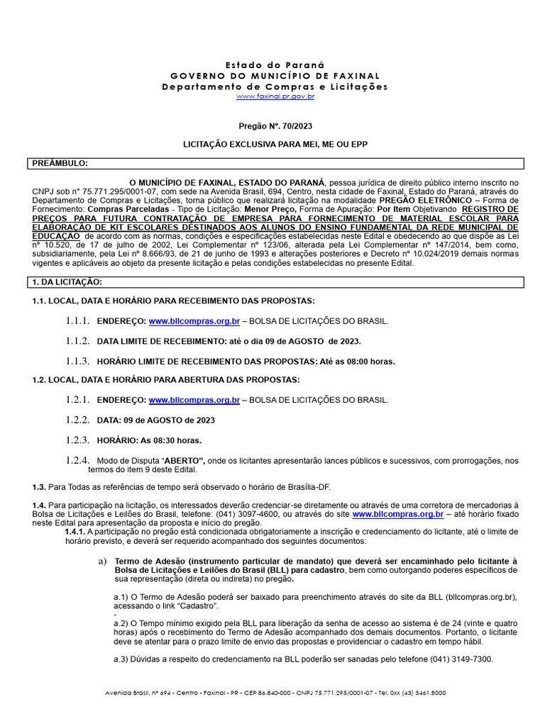 Modelo de Edital | Download grátis PDF | Business