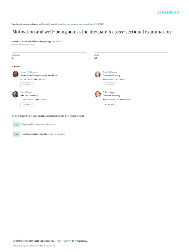 Cornwell, 2022 - Motivation and Well-Being Across The Lifespan - A ...