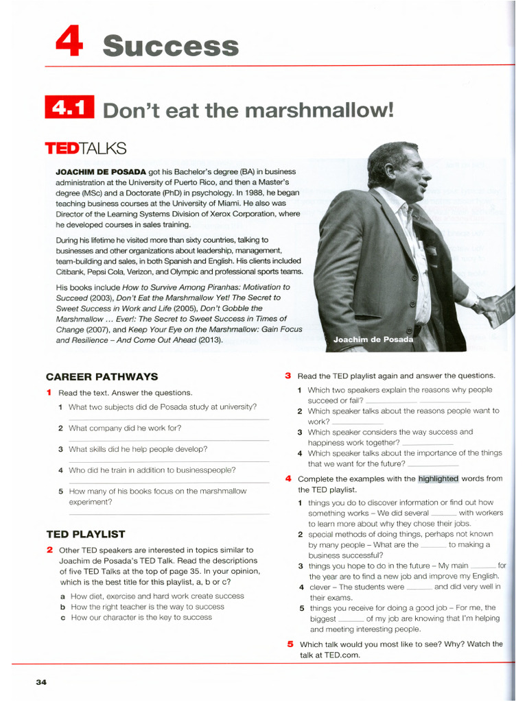 S U Ccess: Don't Eat The Marshmallow! | PDF | Grit (Personality Trait)