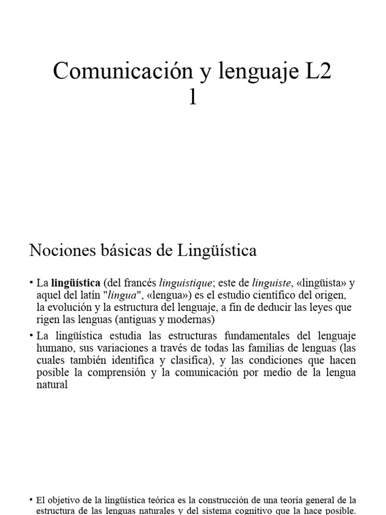 Comunicación y Lenguaje L2 1 | PDF | Lingüística | Comunicación humana