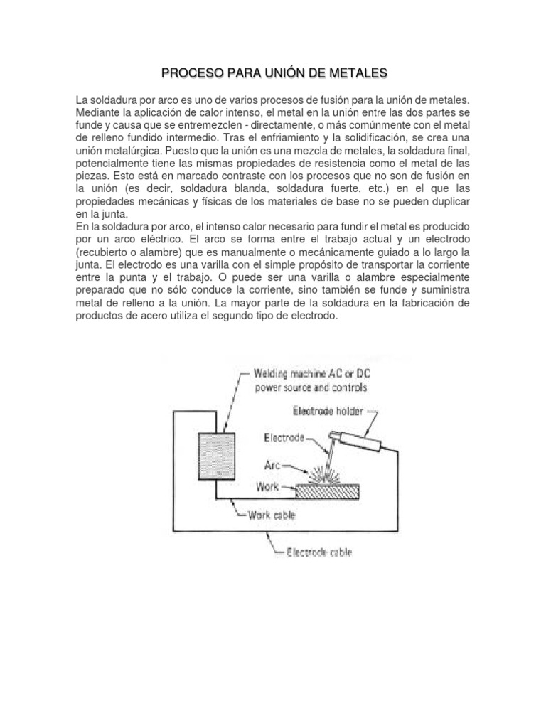 Proceso para Unión de Metales | PDF | Construcción | Soldadura