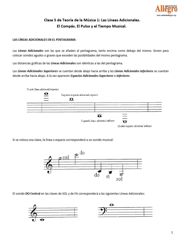 Teoría Musical: Líneas y Compás | PDF | Clave | Ritmo