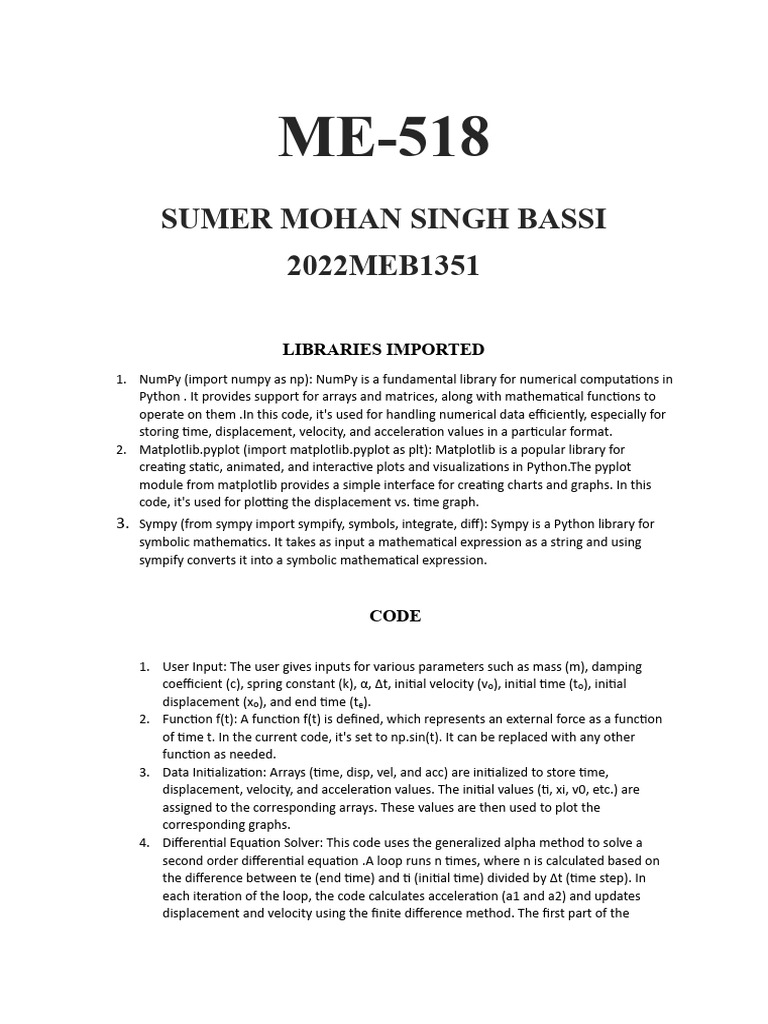 ME518 | PDF | Equations | Velocity