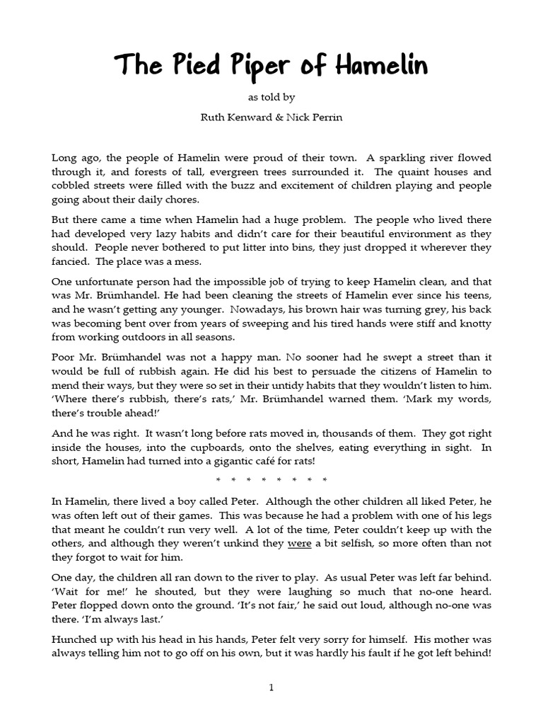 The Pied Piper - Read Aloud Story | PDF