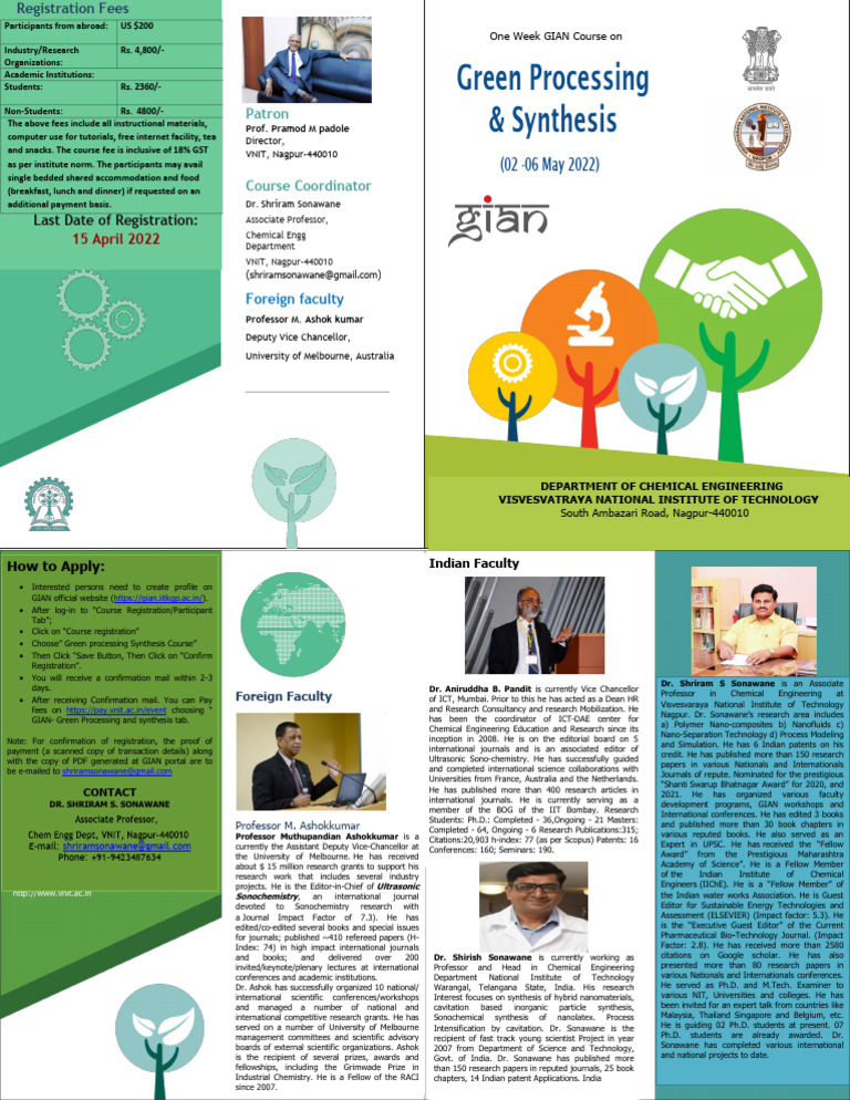 One-Week GIAN Course on Green Processing | PDF | Doctor Of Philosophy ...