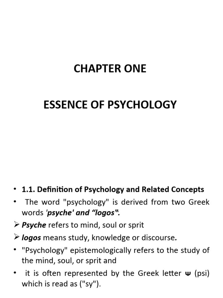 CHAPTER ONE Psy | PDF | Psychology | Psychological Concepts